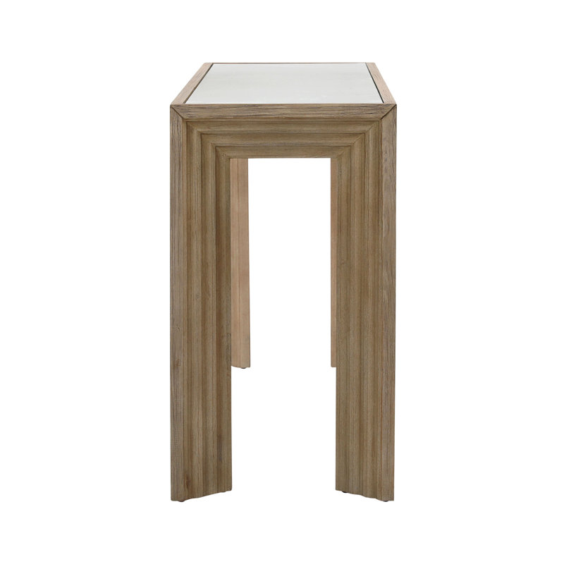 Joss & Main Cleo 68" Wide Pine Wood Console Table w/ Glass Top, Light Warm Wash | Joss & Main